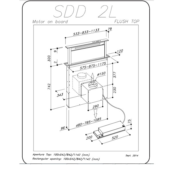 هود مخفی آسانسوری مدل SDD2 - لوازم آشپزخانه میکس